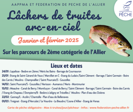 Déversements de truites arc-en-ciel Janvier/février 2025 - Fédération ...